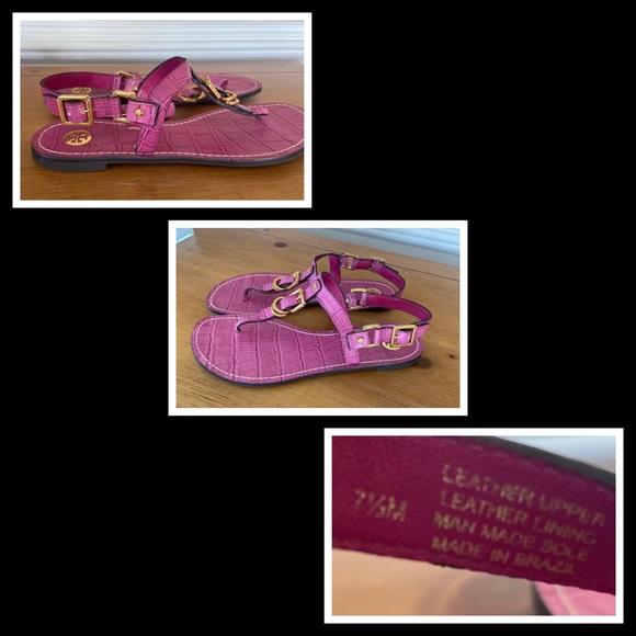 Tory Burch | Shoes | Tory Burch Pink Croc T Strap Sandals | Poshmark